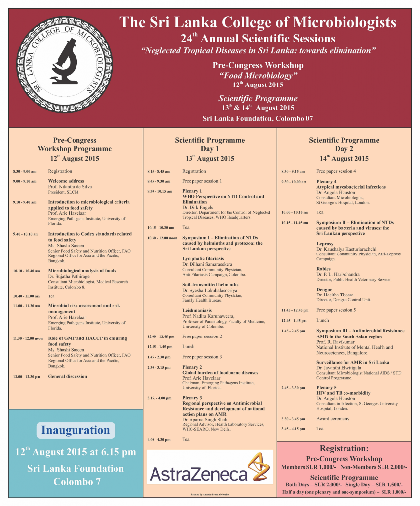 Scientific Programme 2015 Sessions Sri Lanka College Of Microbiologists