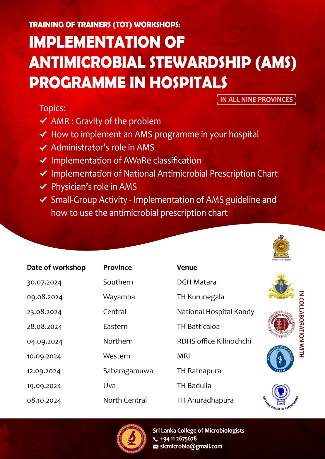 Training of Trainers workshop series on Implementation of antimicrobial ...